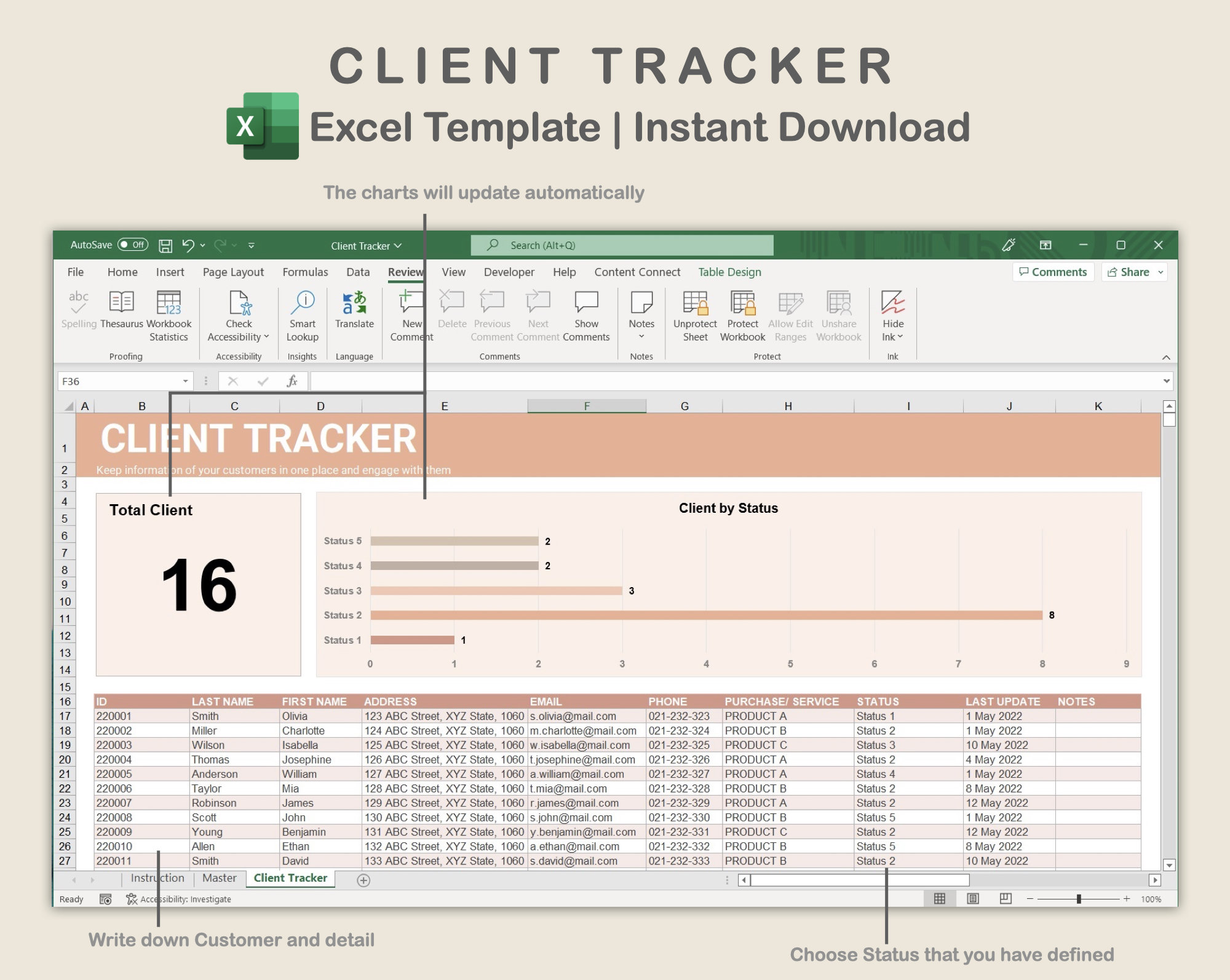 Business Client Tracker for Excel, Client Info Sheet, Customer Sheet ... Business Client Tracker for Excel, Client Info Sheet, Customer Sheet ...