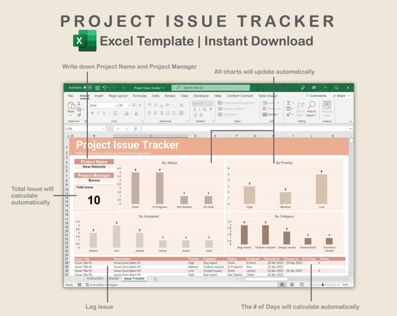 Project Issue Tracker Excel Template