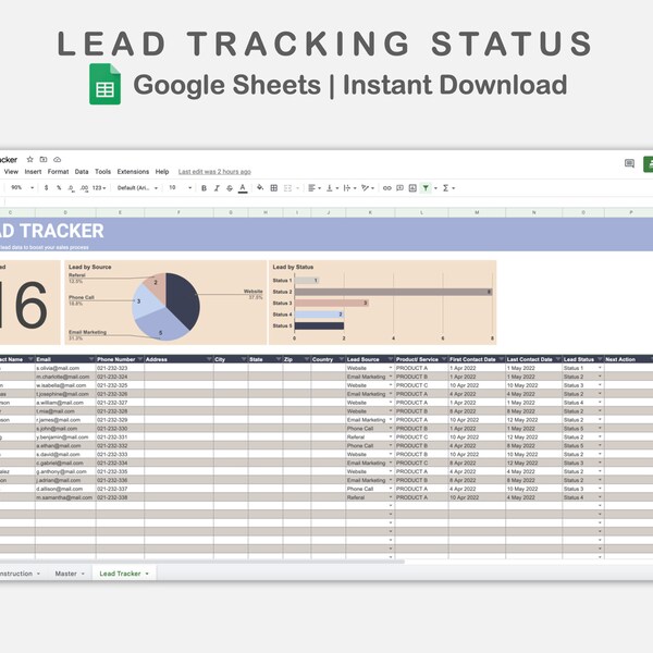Lead Tracking Template - Etsy