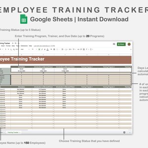 Employee Training Tracker Google Sheets Training Matrix - Etsy