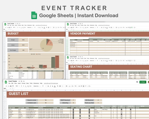Event Planner Google Sheet Party Planner Template Guest - Etsy