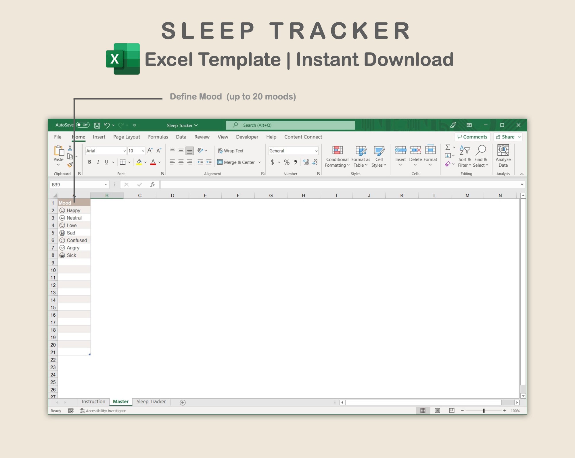 Excel Sleep Tracker Sleep Tracker Spreadsheet Template Daily - Etsy