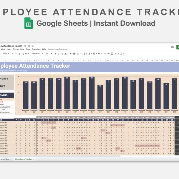 Employee Attendance Tracker Template - Etsy