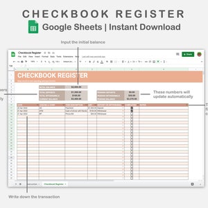 Digital Checkbook Register Checkbook Register Template for - Etsy