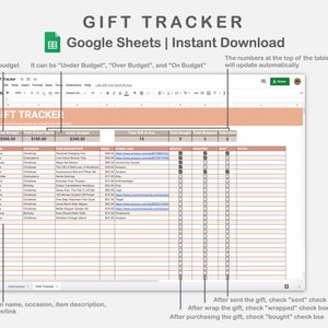 Gift Tracker, Gift Planner Accumulators, Christmas Gift Tracker for ...