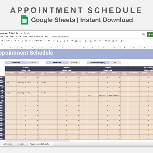 Client Appointment Schedule - Etsy