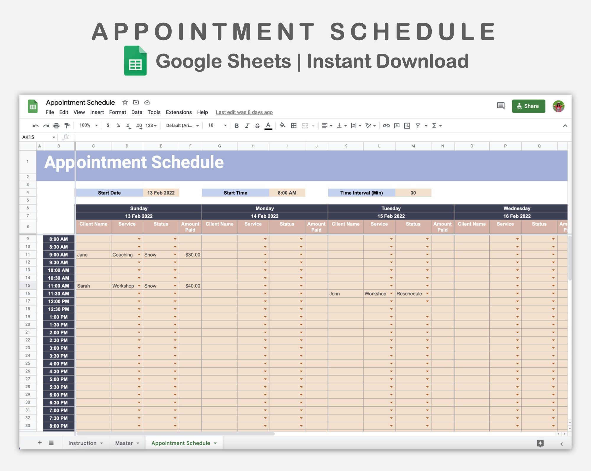 Appointment Chart Template
