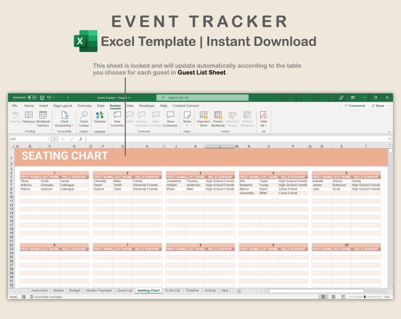 Event Planner Excel Party Planner Template Guest List Table - Etsy Event Planner Excel Party Planner Template Guest List Table - Etsy