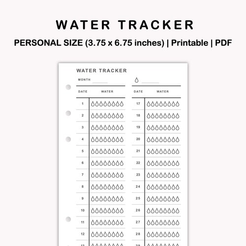 Water Tracker A5 Printable Planner Inserts Water Intake - Etsy