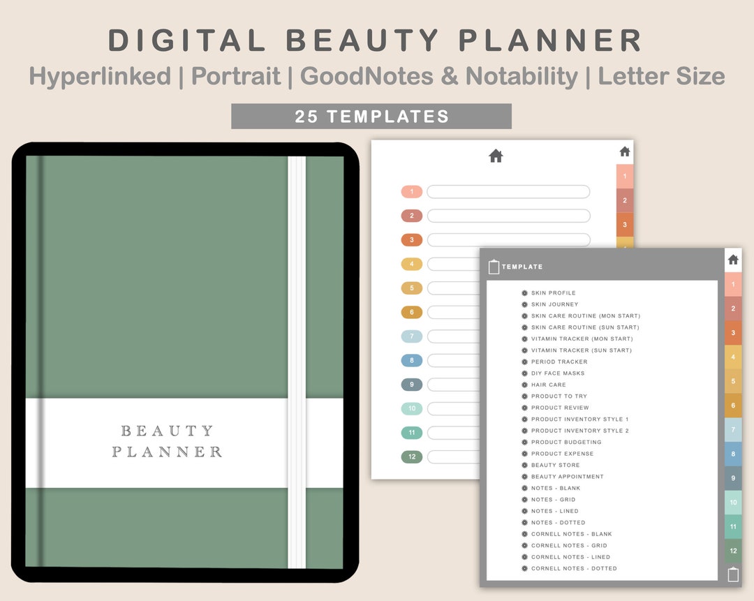 Digital Beauty Planner Skin Care Routine Beauty Organizer - Etsy