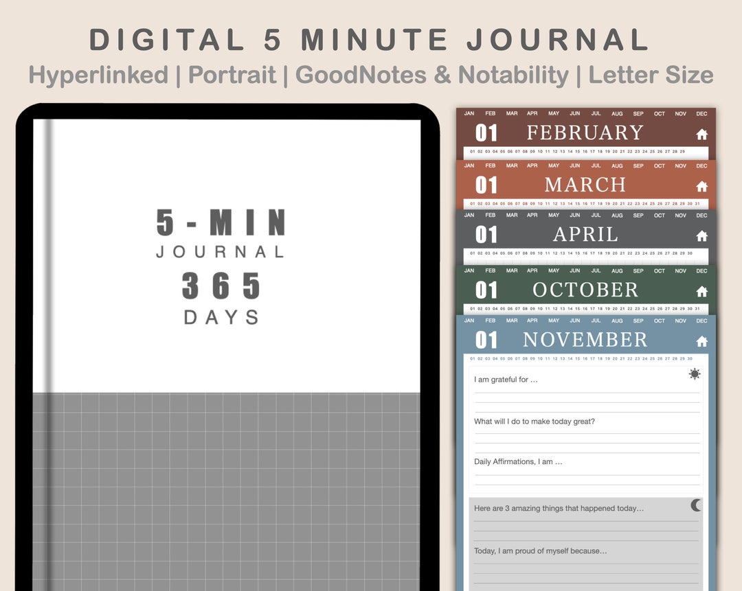 5 Minute Journal Digital Five Minute Journal Diary - Etsy