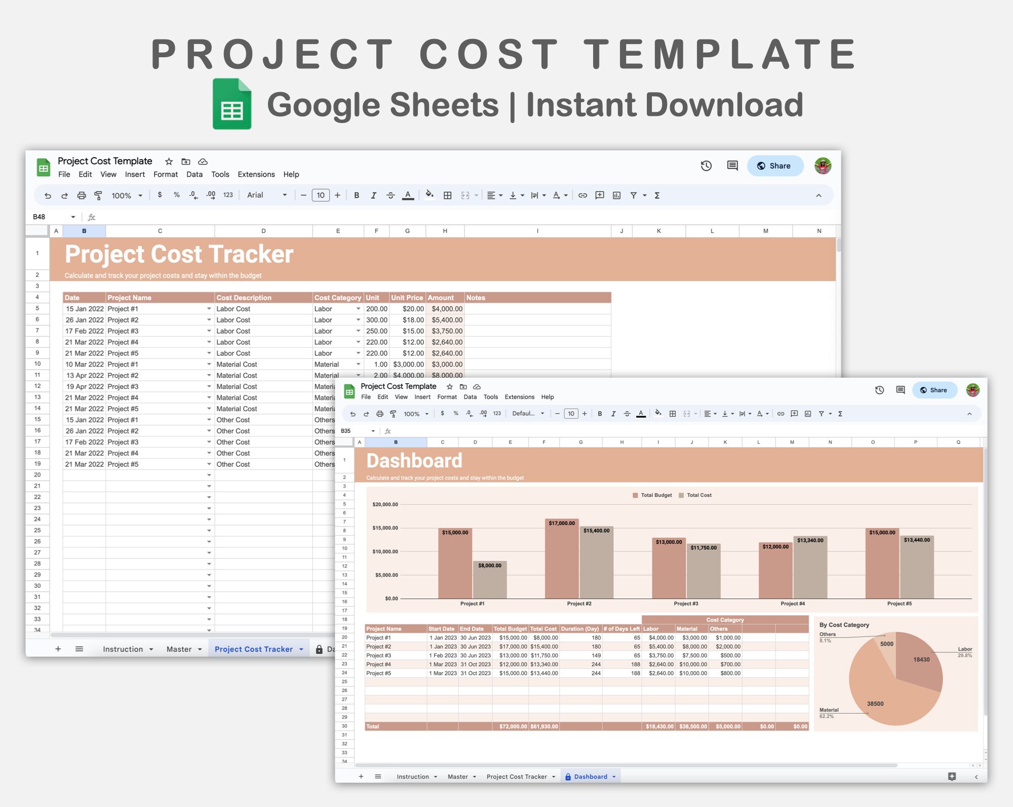 project-cost-template-google-sheets-project-cost-calculation-etsy