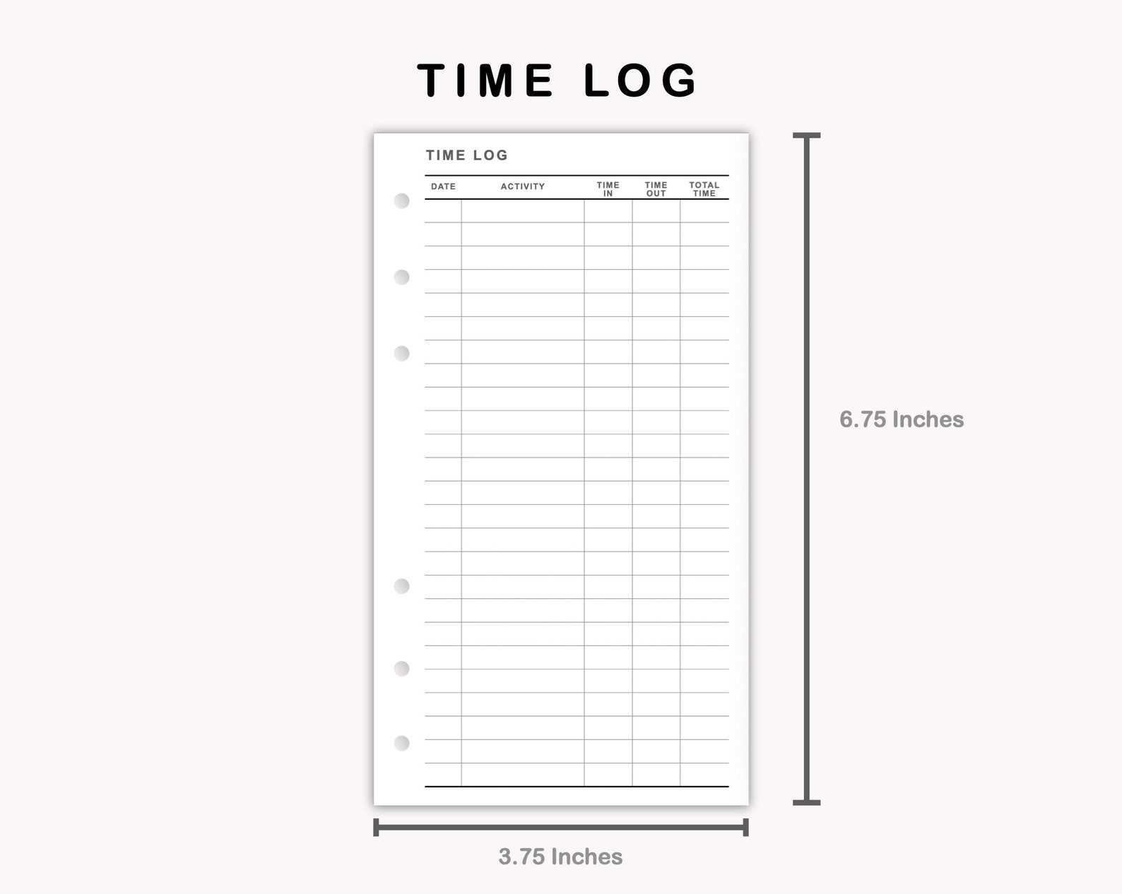 Personal Inserts Time Log Time Spent Time Sheet Work Log - Etsy