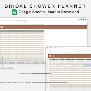 Google Sheets Bridal Shower Planner Bridal Shower Planning - Etsy