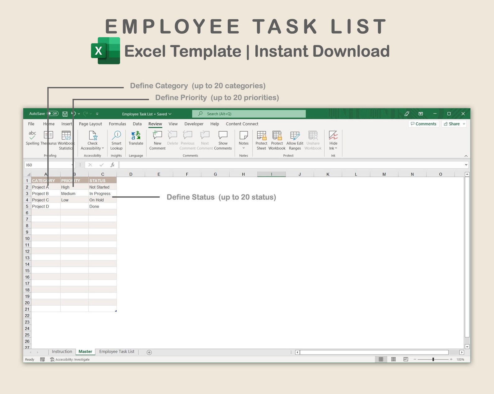 Employee Task List for Excel, Task List for Work, Small Business Team ...