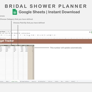 Google Sheets Bridal Shower Planner Bridal Shower Planning - Etsy