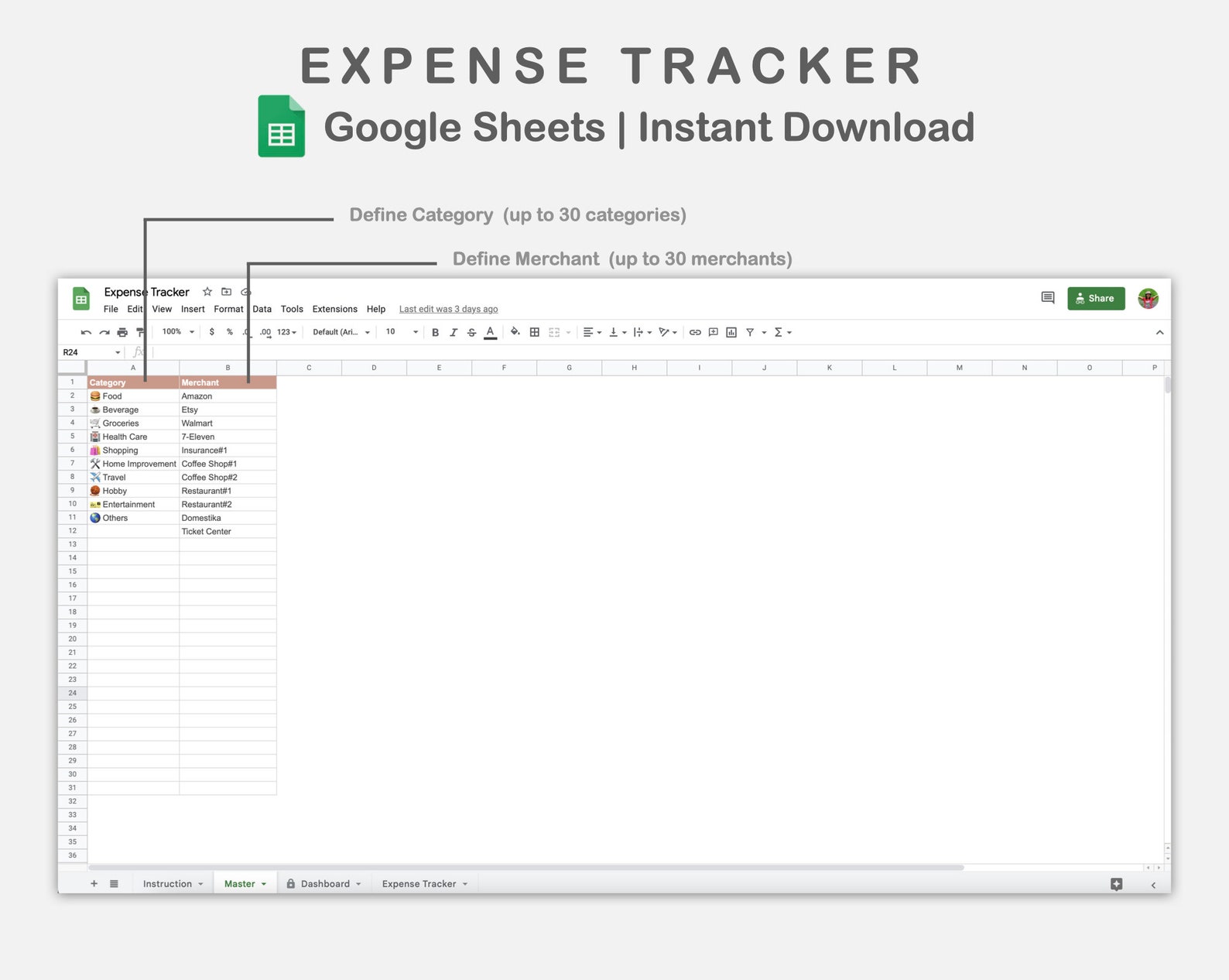 Google Sheets Expense Tracker Expense Tracker Spreadsheet - Etsy