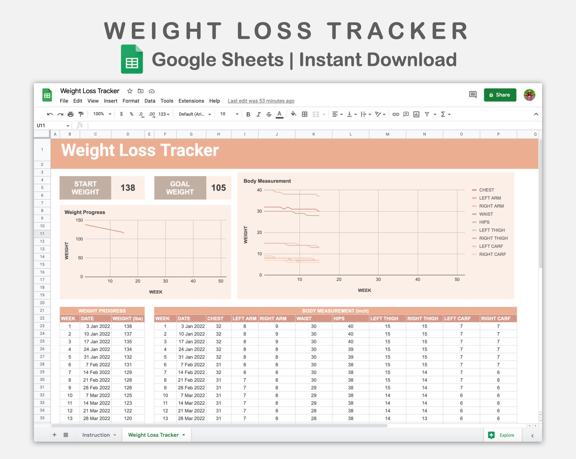 Weight Loss Tracker For Google Sheets Weight Loss Progress Etsy Weight Loss Tracker For Google Sheets Weight Loss Progress Etsy