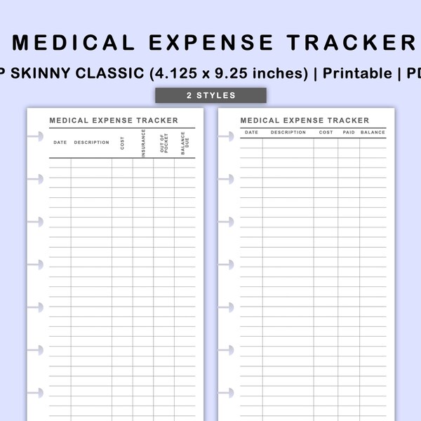 Medical Expense Tracker Printable - Etsy