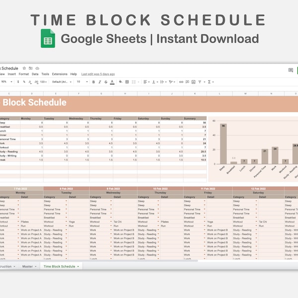 Time Block Schedule Template - Etsy
