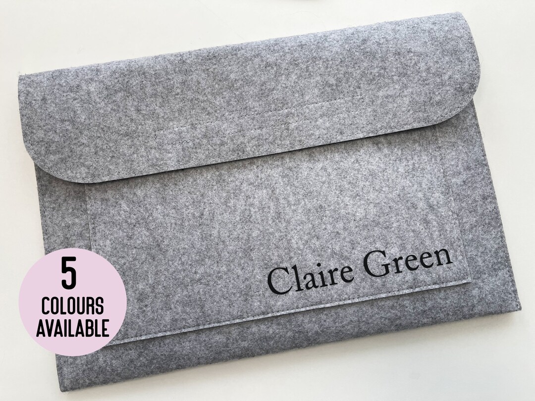 Personalised Name Felt Document Storage Slip Cover Bag, Laptop Cover ...
