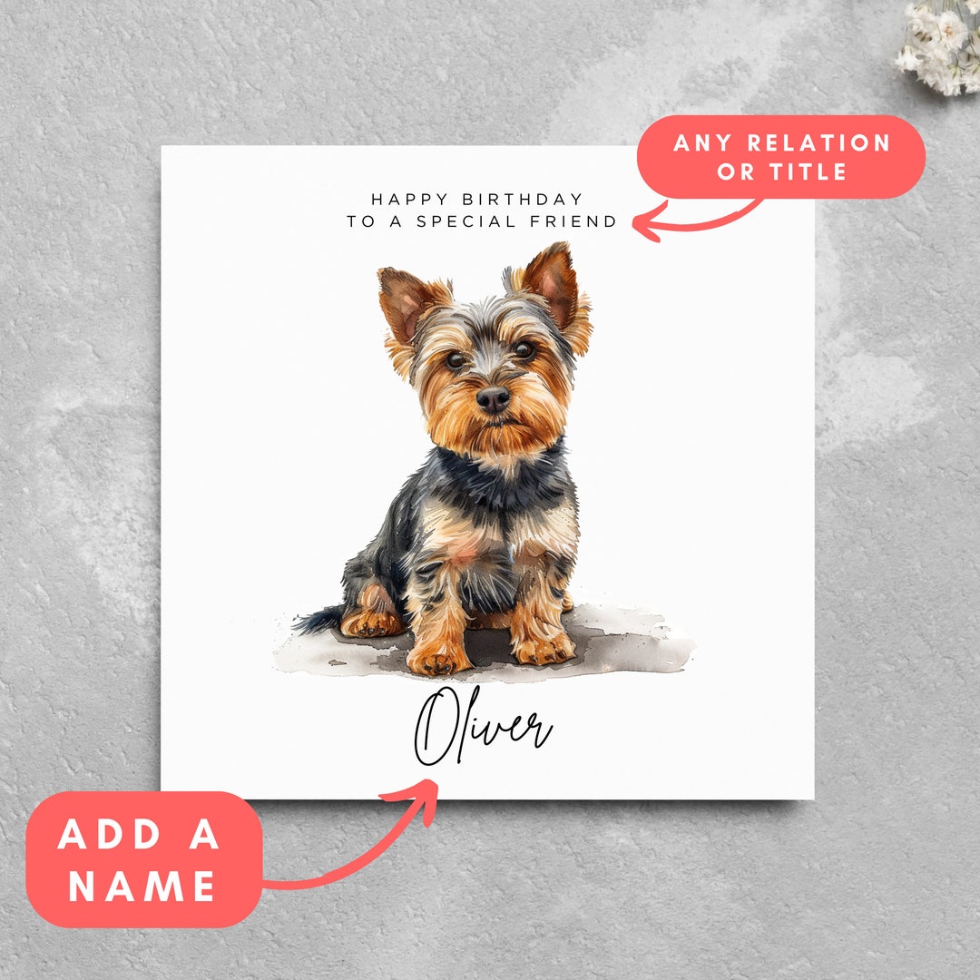 Personalised Yorkie Dog Birthday Card Greeting Card,card for Friend ...