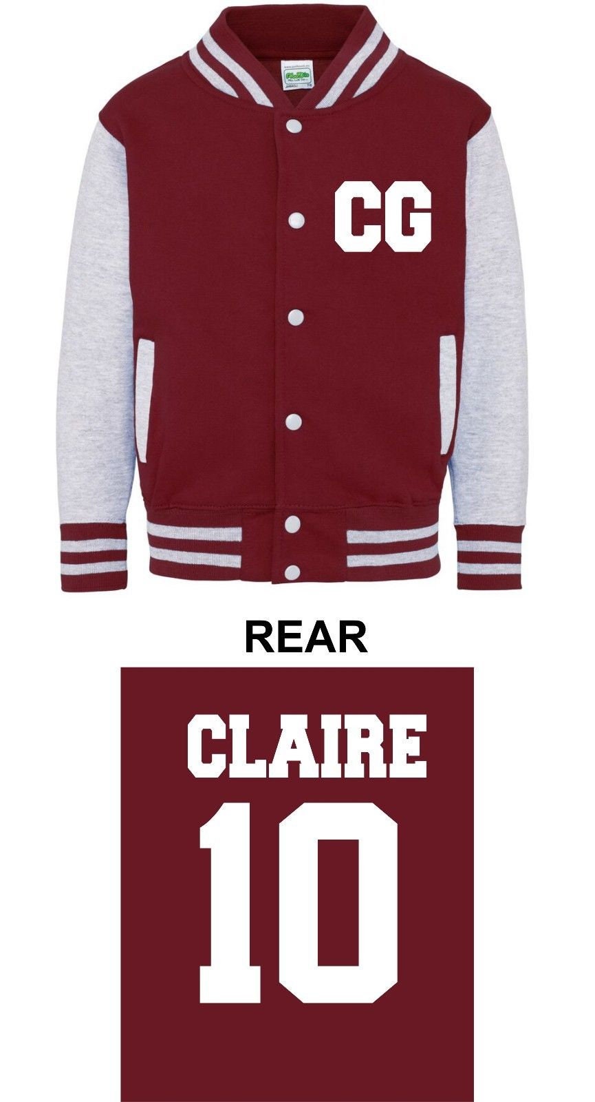 Kids Personalised Name & Number Varsity Letterman Jacket Kids American ...