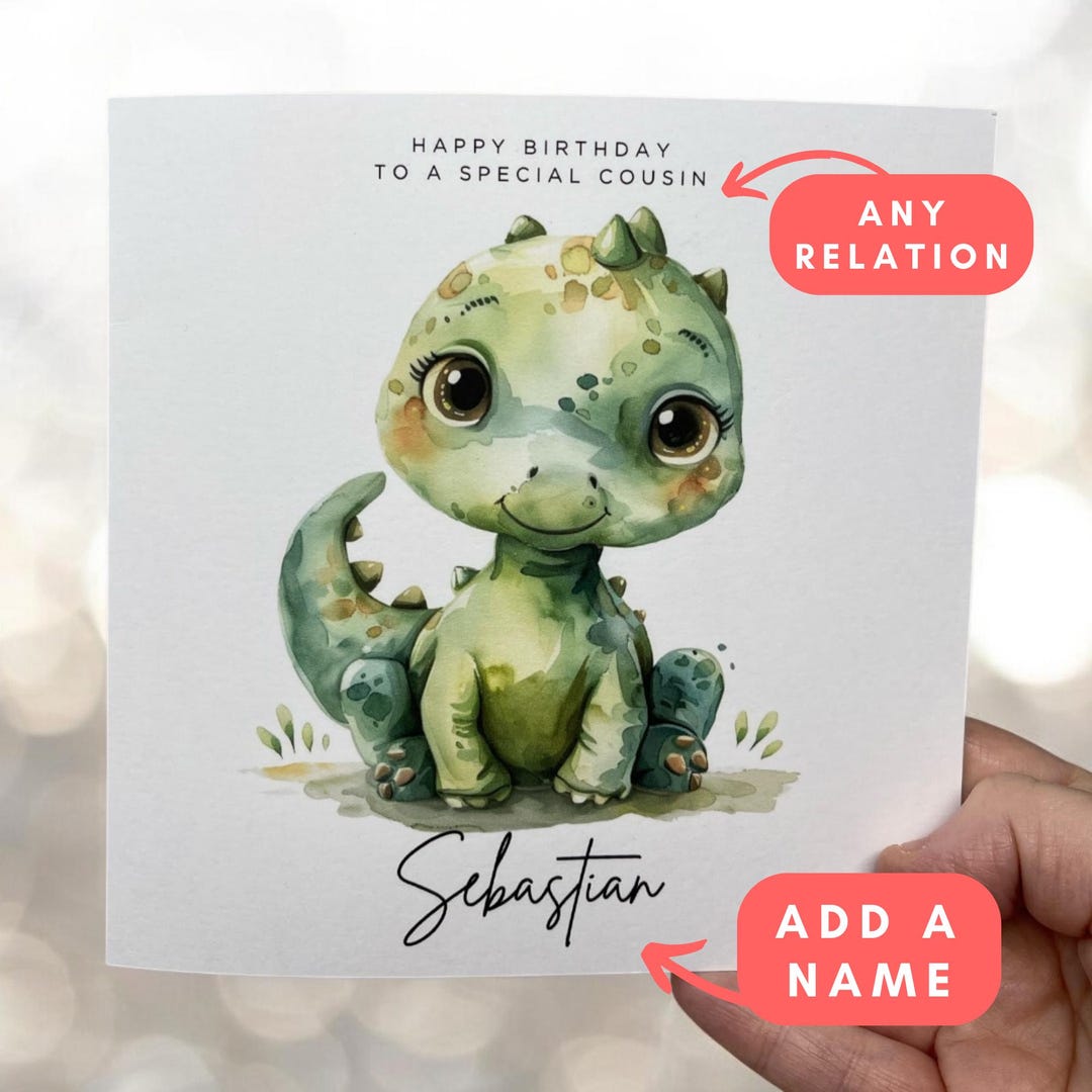 Personalised Dinosaur Birthday Greeting Card, Card for Friend or ...