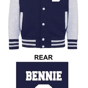 Kids Personalised Name & Number Varsity Letterman Jacket Kids American ...