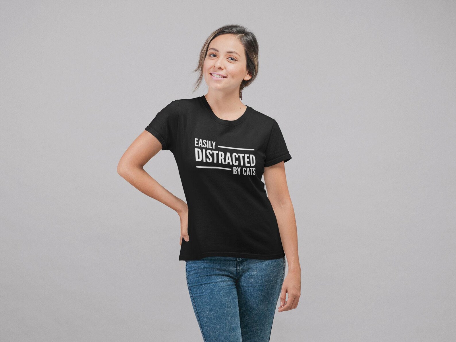 Easily Distracted by Cats T-shirt Unisex Mens Ladies Adult Cat Lover ...