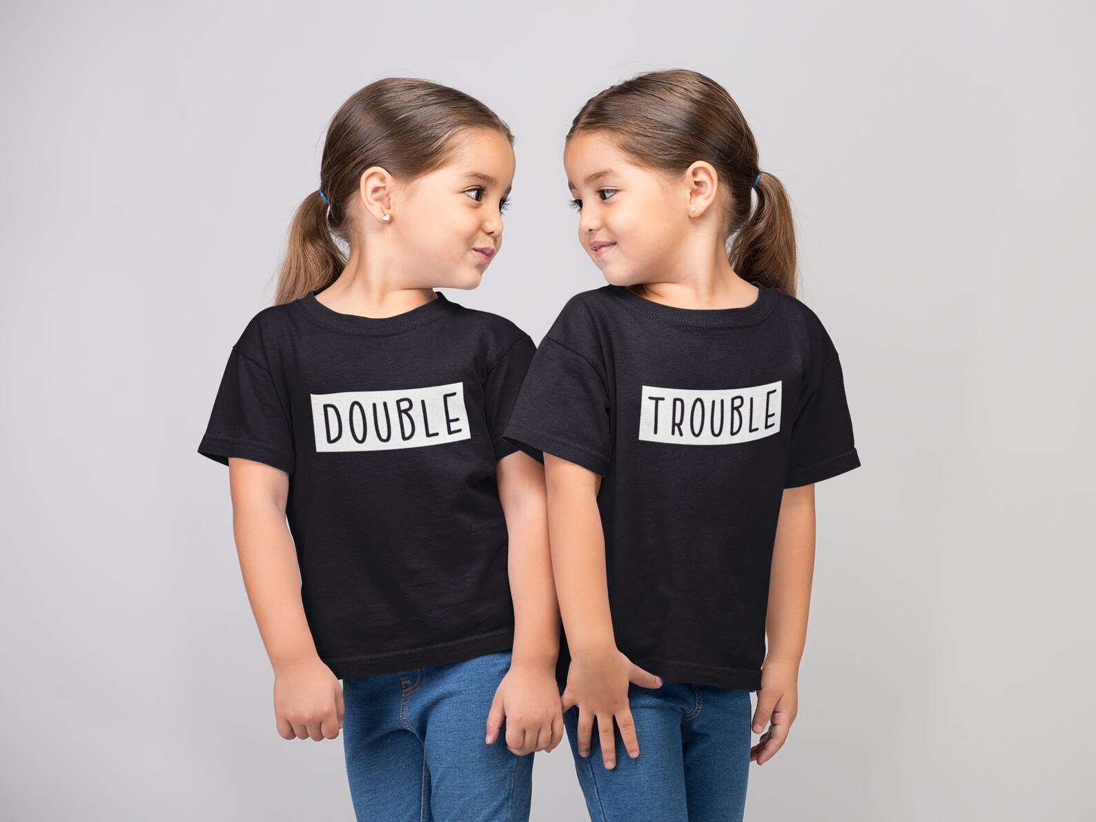 Double Trouble Unisex Kids T-shirt Friend Sibling Twins - Etsy UK