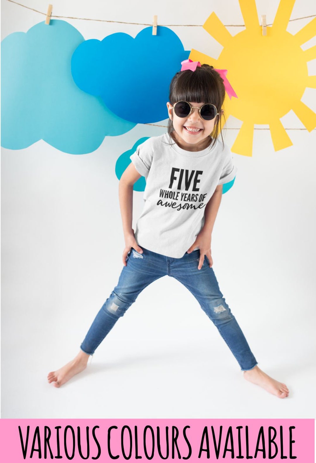 Five Whole Years of Awesome Kids Tshirt Birthday Gift Party Child ...