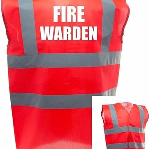 Fire Warden Printed Red Enhanced Safety Vest Waistcoat Hi Viz/vis ...