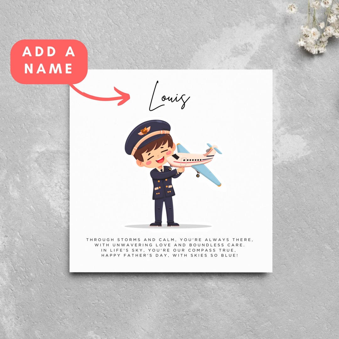 Personalised Pilot Father's Day Card, Card for Dad, Stepdad, Pilot ...