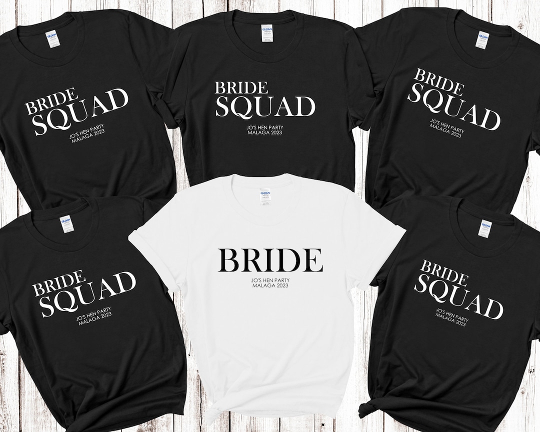 Custom Personalised Hen Party T Shirts Bride Squad Bridal Party Shirts