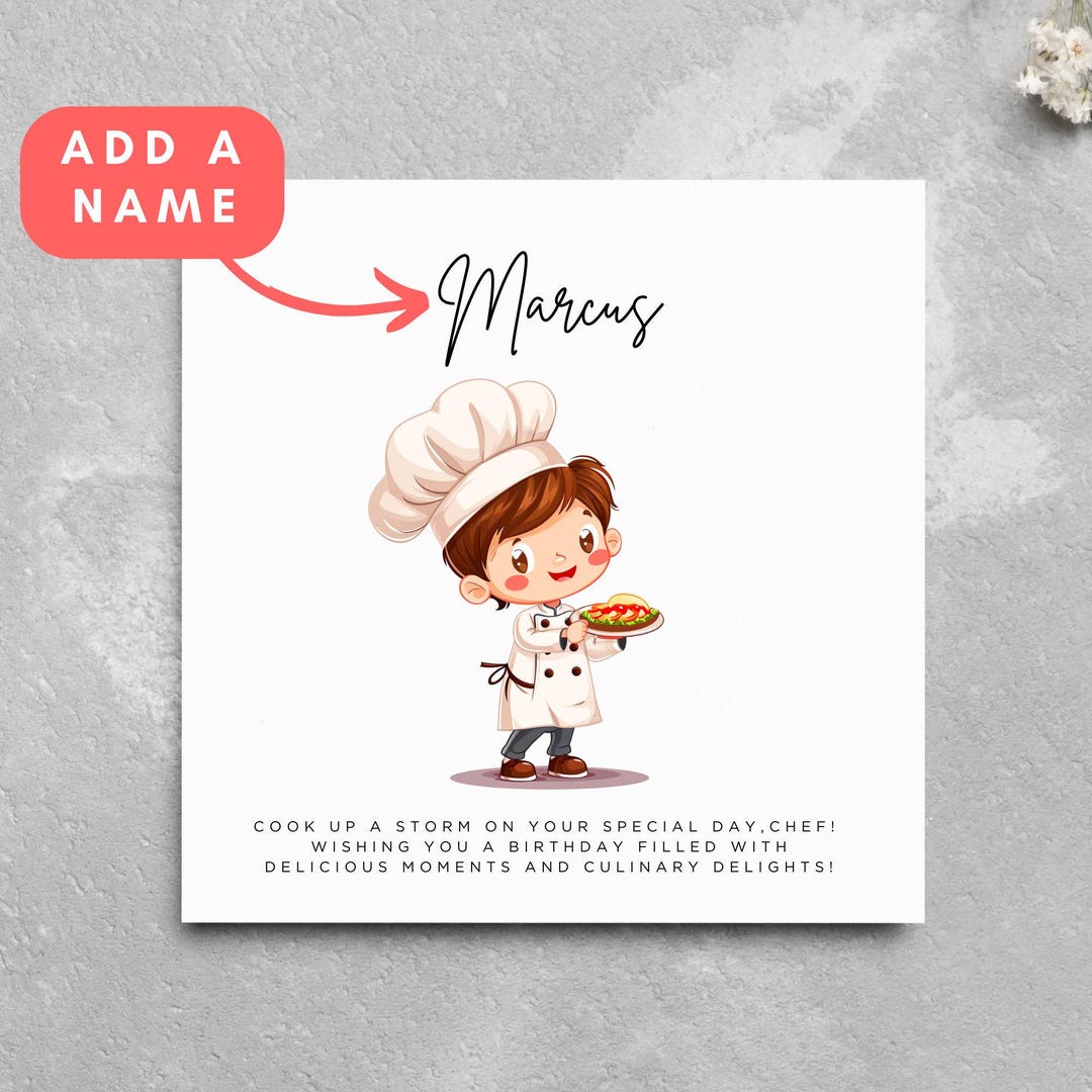 Personalised Chef Birthday Card Chef Baker Partner Husband Boyfriend ...