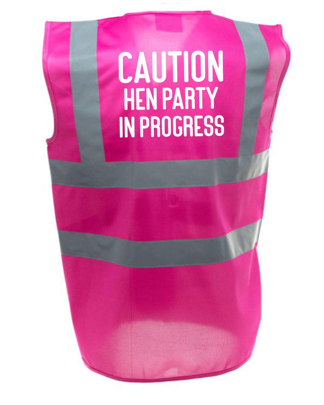 Caution Hen Party in Progress Pink Hi Viz Vest Bride Bridal Party Fancy ...