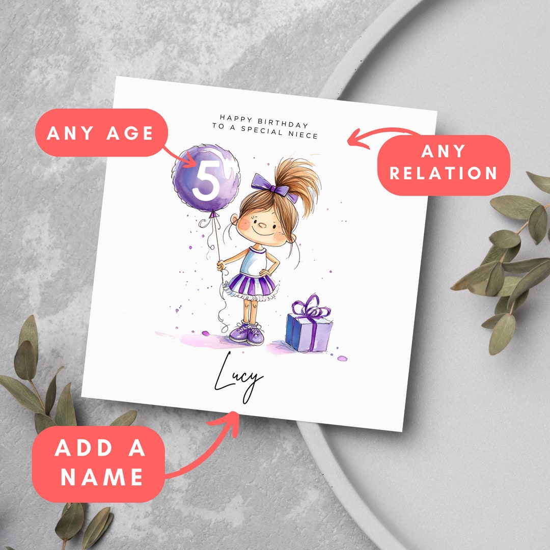 Personalised Name Cheerleader Birthday Card Cute Cheer Leader Dance ...