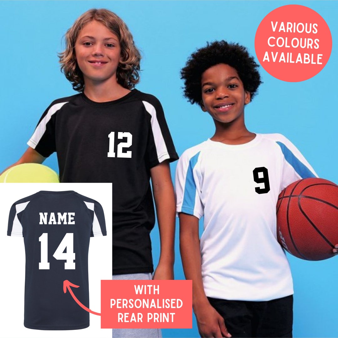 Personalised Kids Two Tone Football Polyester T-shirt Team Kit ...