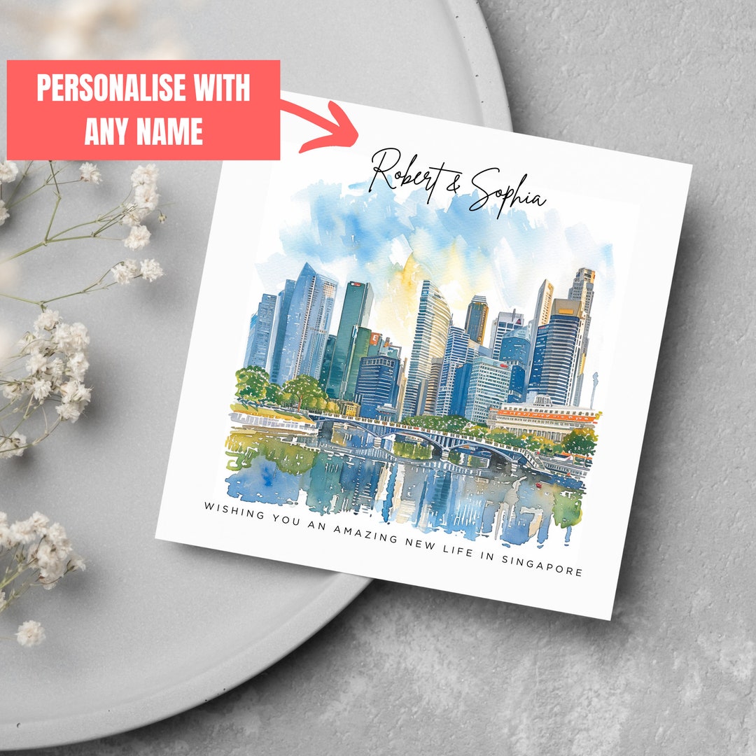 Personalised Name Emigrating Card Moving to Singapore Moving Abroad ...