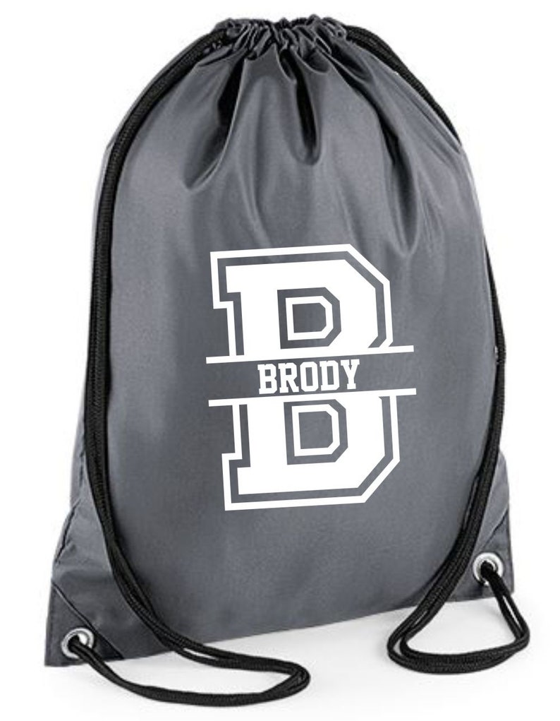 Personalised Name and Split Letter Drawstring Bag School Club | Etsy UK