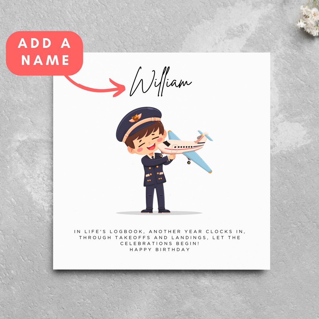 Personalised Birthday Card Partner Husband Boyfriend Pilot Plane Lover ...