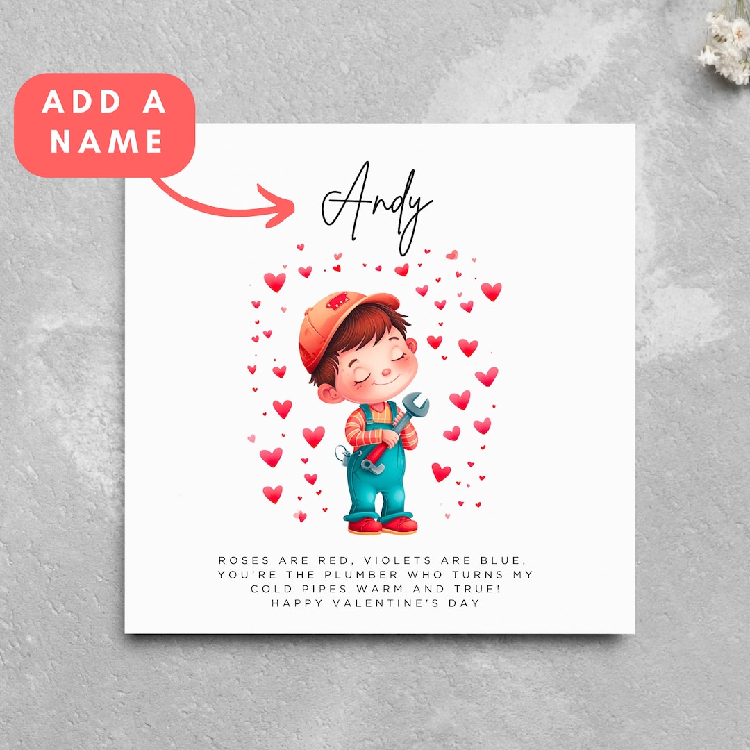 Personalised Valentine's Day Card Plumber Partner Husband Boyfriend ...