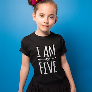 I Am Five 5th Birthday Kids Tshirt Birthday Gift Party Child Sibling ...