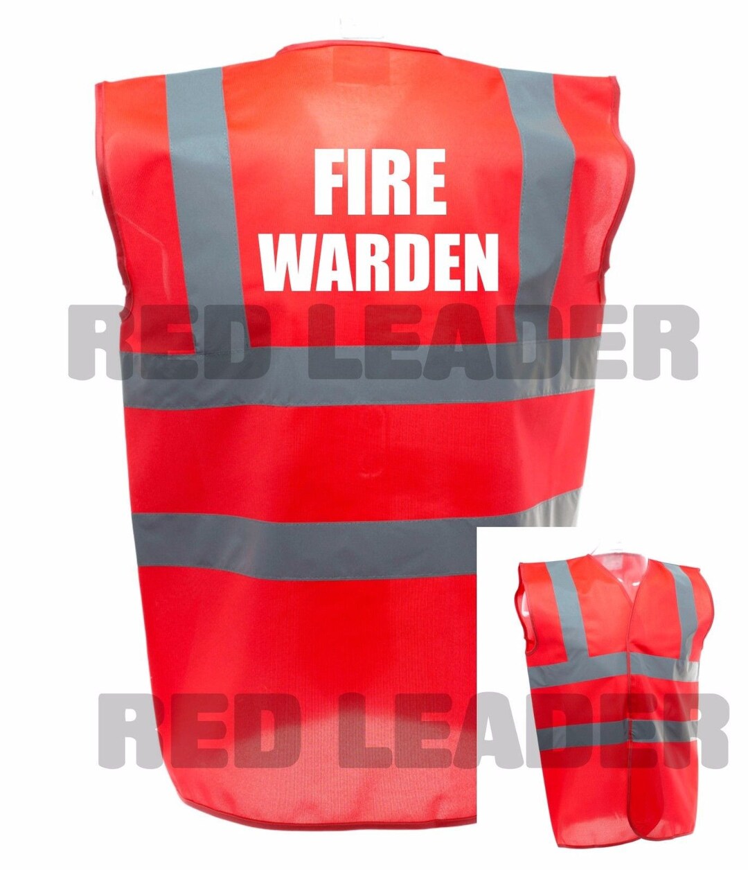 Fire Warden Printed Red Enhanced Safety Vest Waistcoat Hi Viz/vis ...