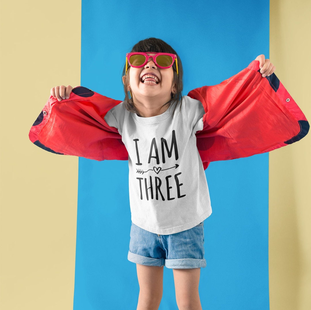 I Am Three Kids Tshirt Birthday Gift Party Child Sibling Celebration ...