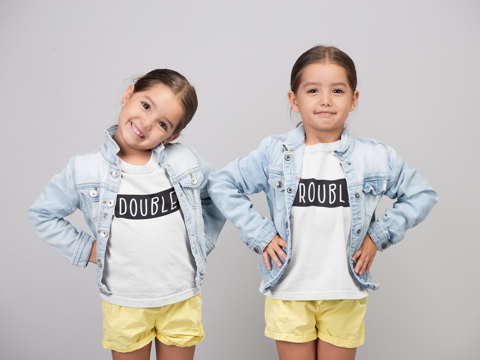Double Trouble Unisex Kids T-shirt Friend Sibling Twins - Etsy UK