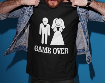 Funny Wedding Gift Game Over Groom and Bride T-shirt, Marriage Present ...