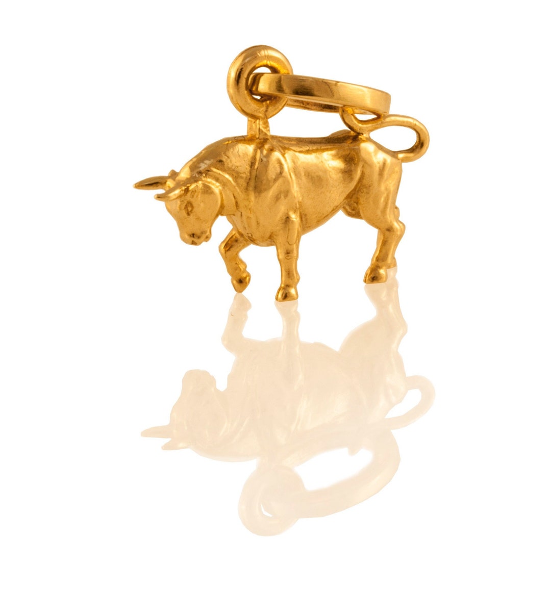 14k Yellow Gold Miniature Taurus Zodiac Pendant 3D Sculpture - Etsy
