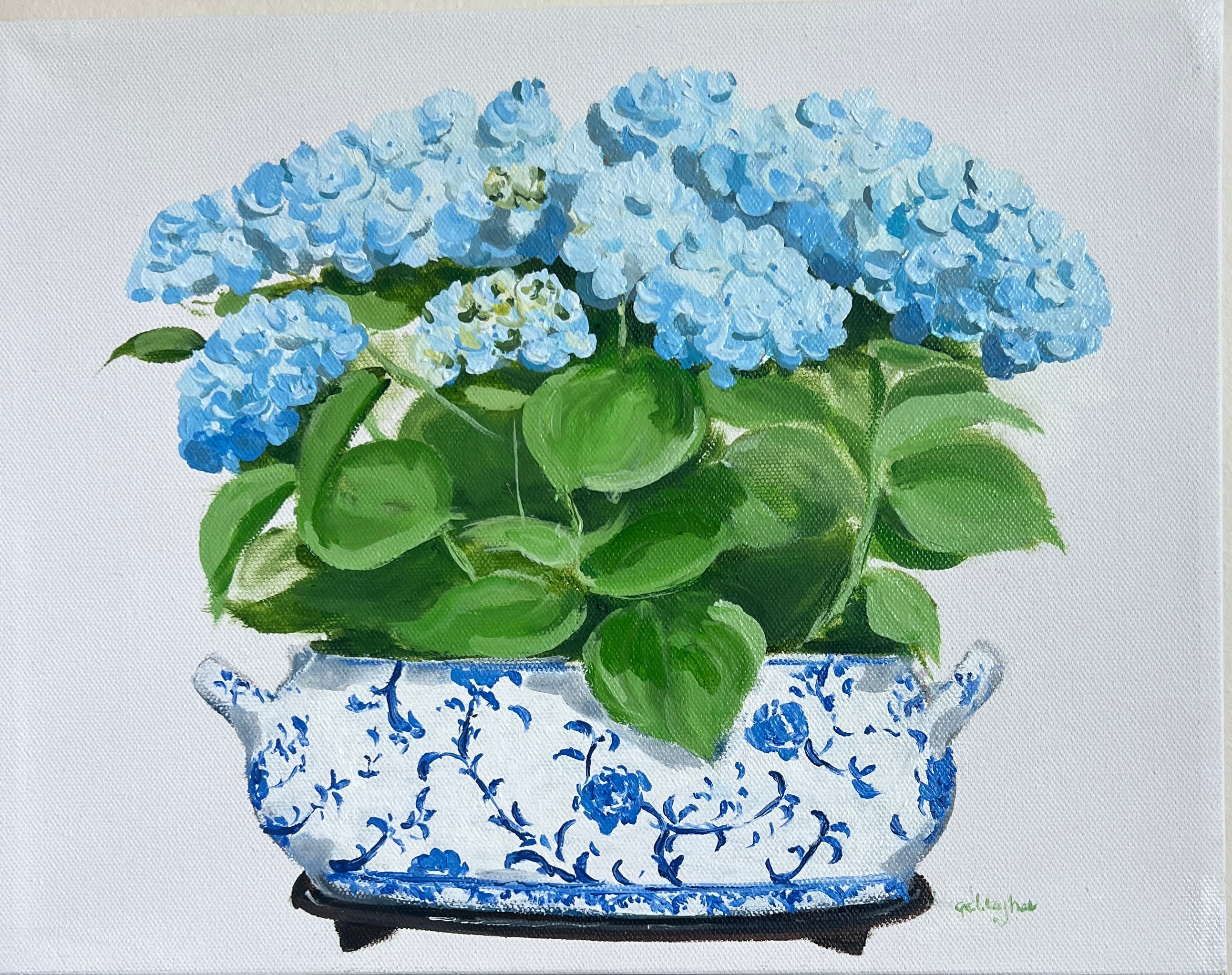 Original Oil Painting Floral Painting Blue Hydrangea Art Hydrangea ...